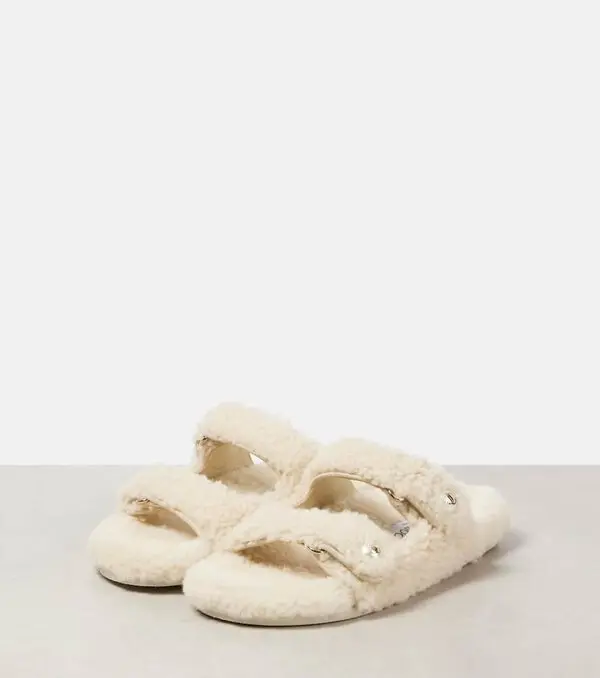 JIMMY CHOO Fayence Shearling Sandals