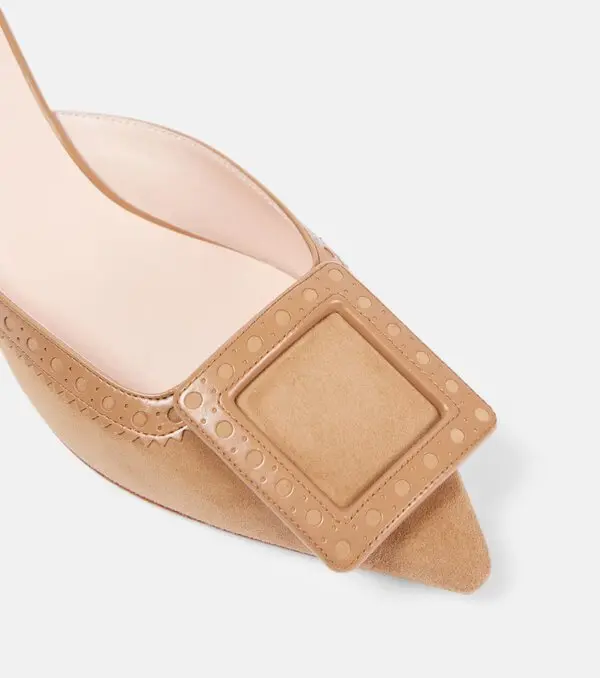ROGER VIVIER Viv' In The City 45 Suede Mules - Brown
