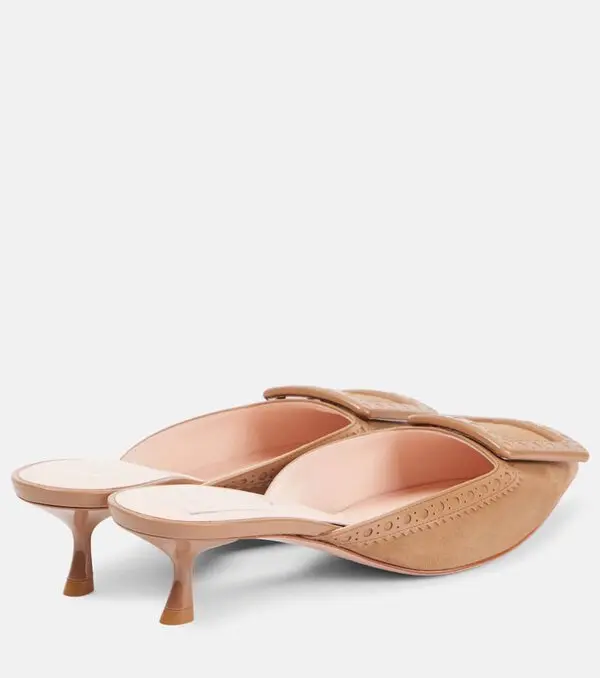 ROGER VIVIER Viv' In The City 45 Suede Mules - Brown