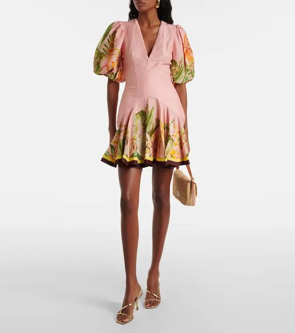 ALEMAIS Papaya Linen-blend Minidress