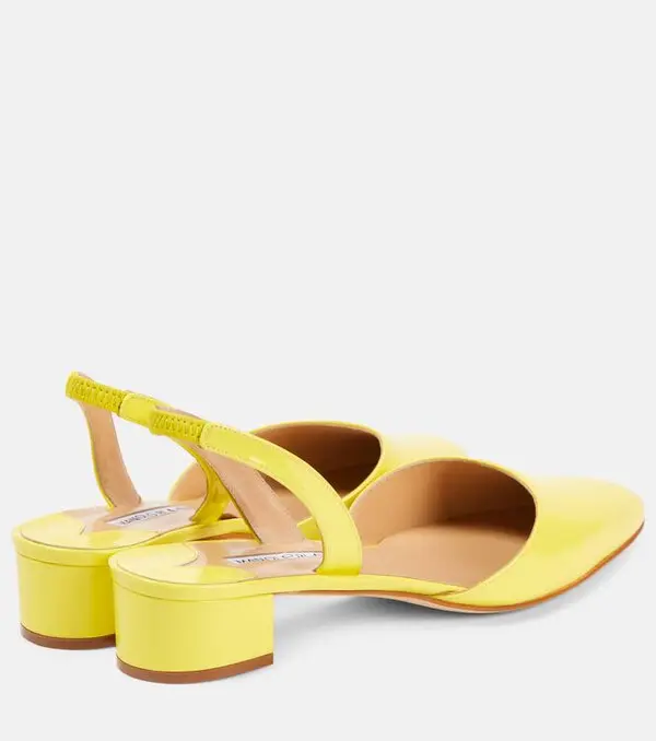 Manolo Blahnik Aspro 30 Patent Leather Slingback Pumps - Yellow