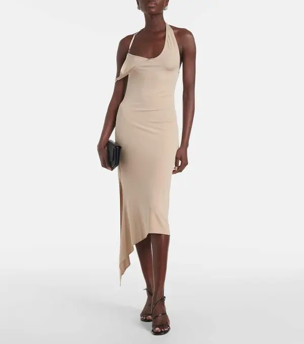 COURREGES Undressed Asymmetrical Midi Dress - Beige