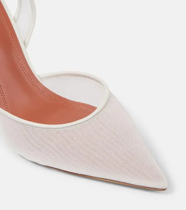 Amina Muaddi Holli Mesh Slingback Pumps - White