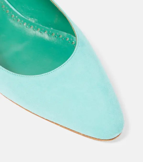 Manolo Blahnik Sawra 10 Suede Slingback Flats