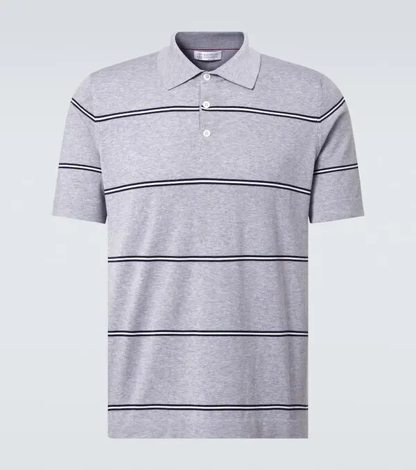 Brunello Cucinelli Striped Cotton Polo Shirt