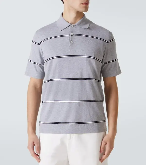 Brunello Cucinelli Striped Cotton Polo Shirt