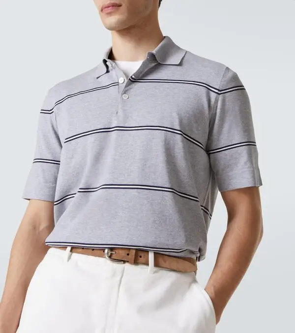 Brunello Cucinelli Striped Cotton Polo Shirt