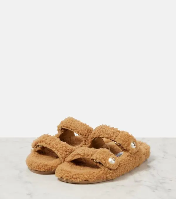 JIMMY CHOO Fayence Shearling Sandals