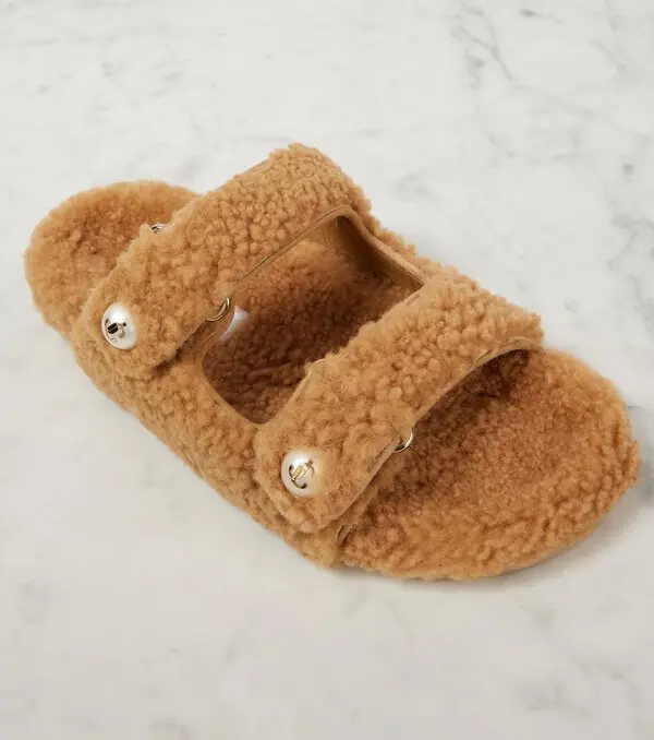 JIMMY CHOO Fayence Shearling Sandals