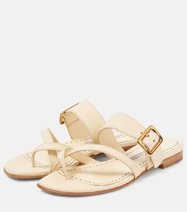 Manolo Blahnik Thalusa 10 Leather Sandals
