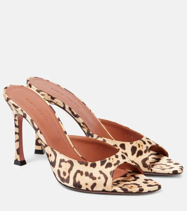 Amina Muaddi Alexa 95 Leopard Print Mules - Multicoloured