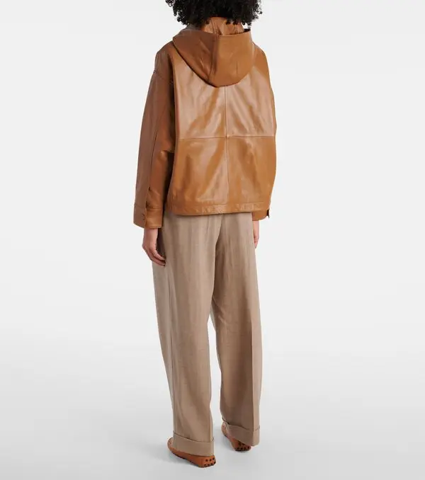 YVES SALOMON Hooded Leather Jacket