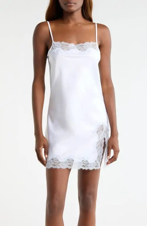OPEN EDIT Lace Trim Satin Chemise - White