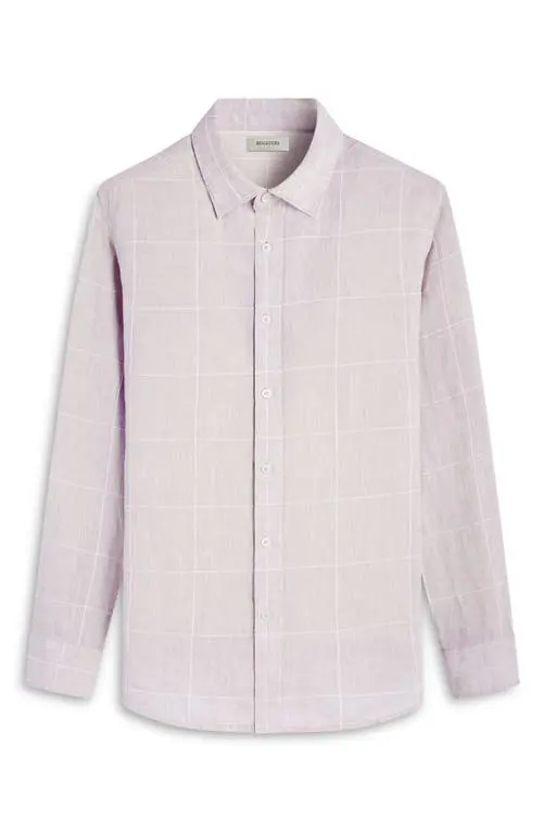 Bugatchi Julian Windowpane Check Linen & Cotton Button-up Shirt