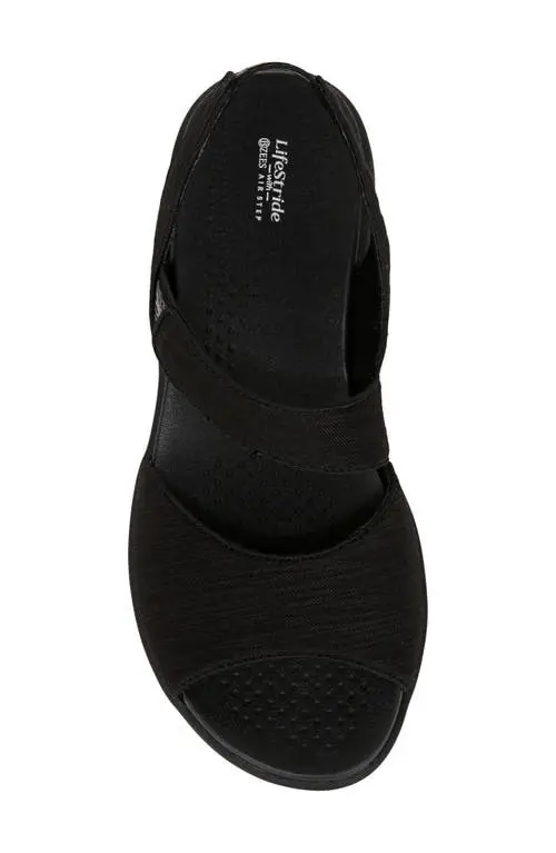 LIFESTRIDE Bzees Quarter Strap Slip-on Sandal - Black Fabric