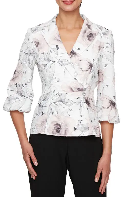 Alex Evenings Print Jacquard Blazer