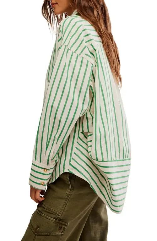 Free People Varsity Vibes Stripe Cotton Button-up Shirt