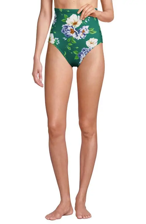 LANDS' END Ultra High Waisted Bikini Bottom - Island Emerald Petunia Floral