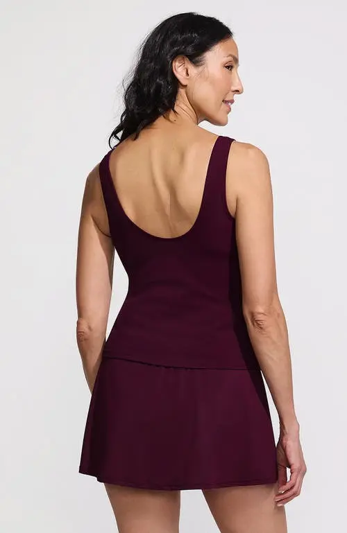 LANDS' END Slender Suit Tummy Control Tankini Top - Dark Wine