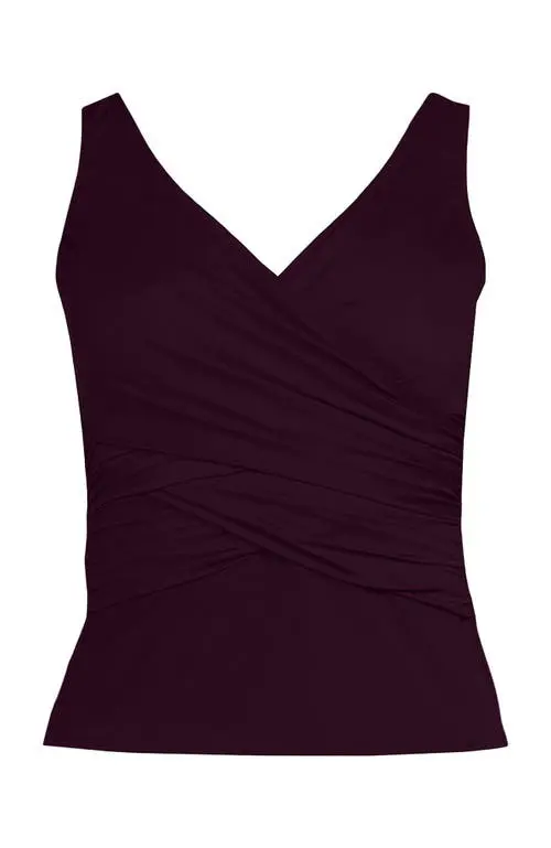 LANDS' END Slender Suit Tummy Control Tankini Top - Dark Wine