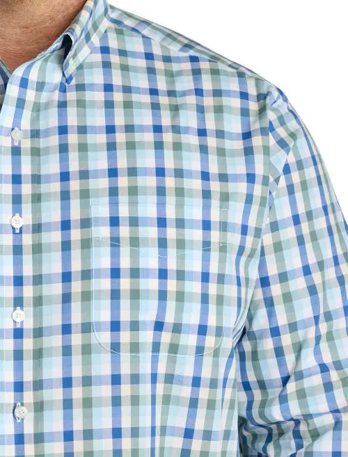 OAK HILL BY DXL Big & Tall Small Plaid Performance Sport Shirt - Blue Multi