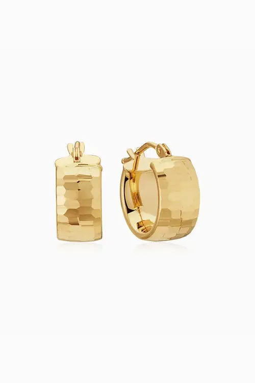 ORADINA 14k Gold Bold Midi Hoop Earrings - Yellow Gold