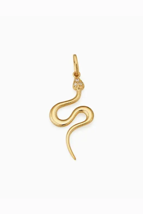 ORADINA 14k Gold Snake Charmer Pendant Charm - Yellow Gold