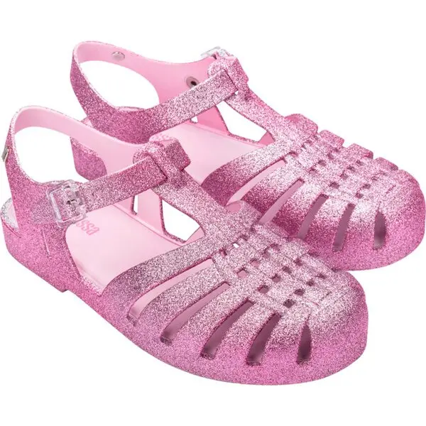 Melissa Possession Glitter Fisherman Sandal - Pink Silver Glitter