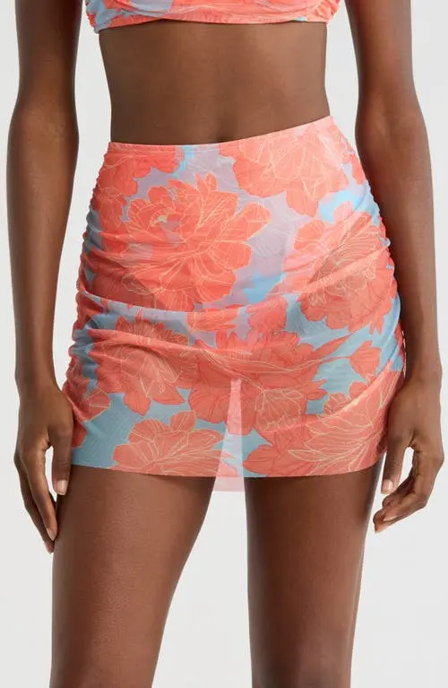 HUTCH Tawnie Skirted Bikini Bottom - Sky Blue Peonies