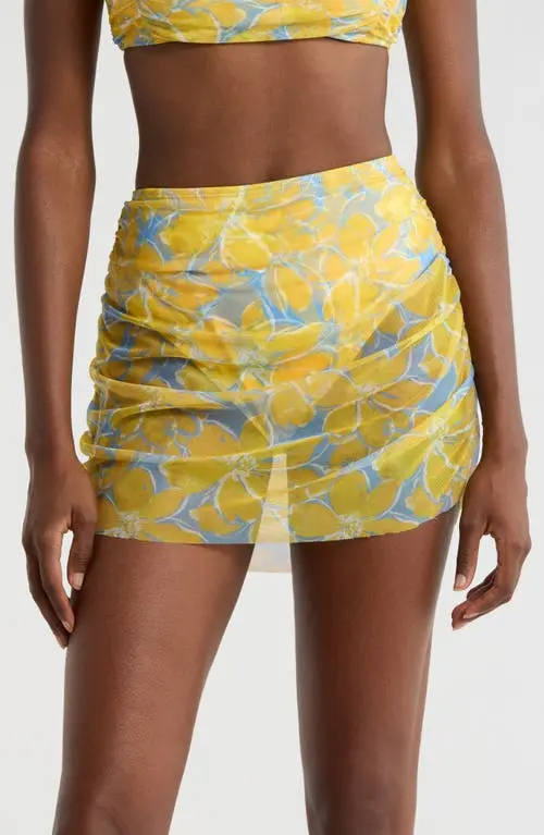 HUTCH Tawnie Skirted Bikini Bottom - Yellow Gardenias
