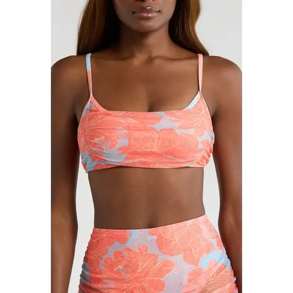 HUTCH Tawnie Bikini Top - Pink And Blue Peonies
