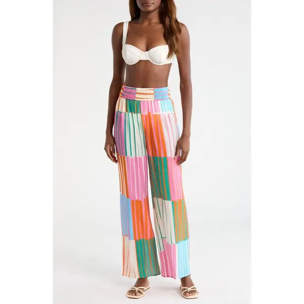 HUTCH Eliza Cover-up Pants - Fuchsia Stripes