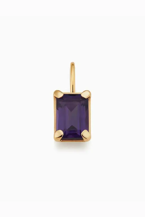 ORADINA 14k Gold Birthstone Pendant Charm - Amethyst - February