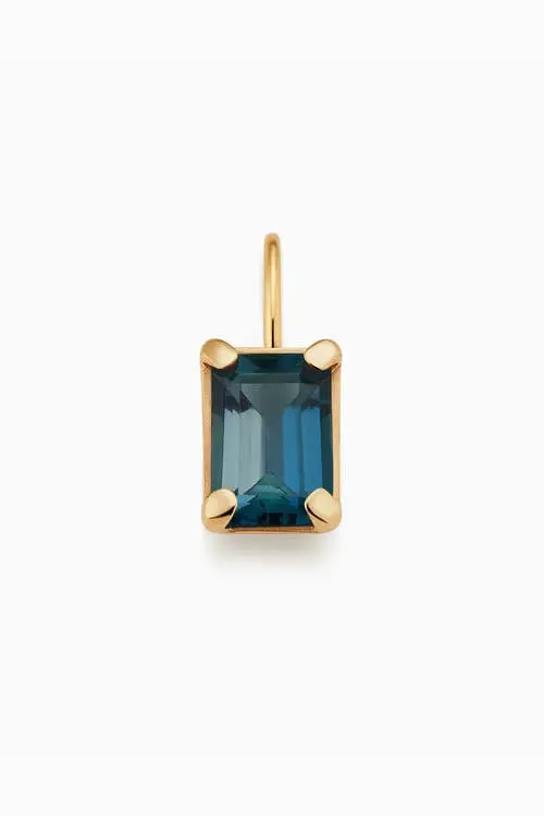 ORADINA 14k Gold Birthstone Pendant Charm - Blue Topaz - December