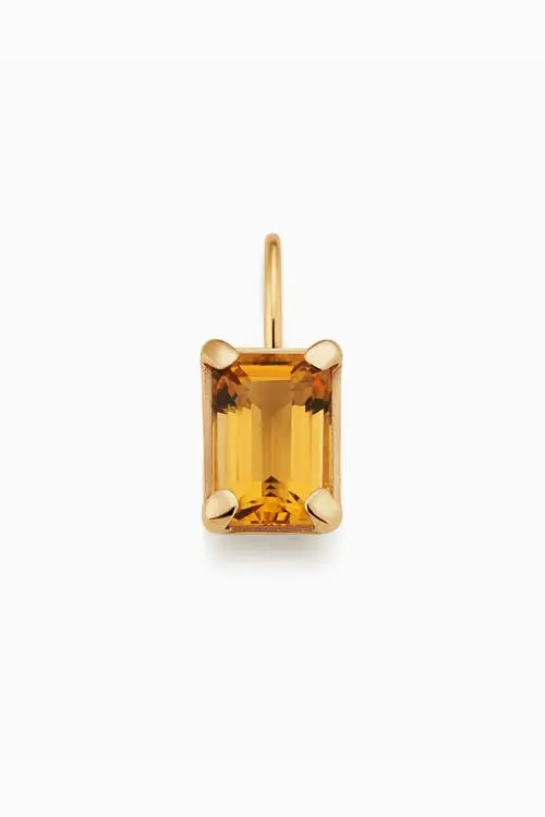 ORADINA 14k Gold Birthstone Pendant Charm - Citrine - November