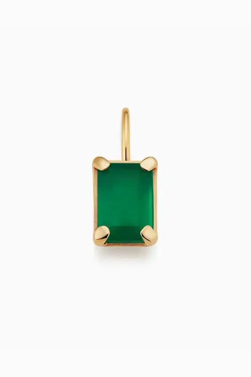 ORADINA 14k Gold Birthstone Pendant Charm - Green Agate - May
