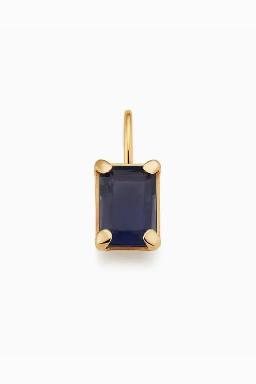 ORADINA 14k Gold Birthstone Pendant Charm - Iolite - September