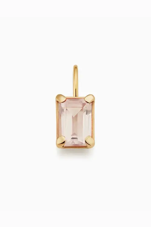 ORADINA 14k Gold Birthstone Pendant Charm - Pink Quartz - October