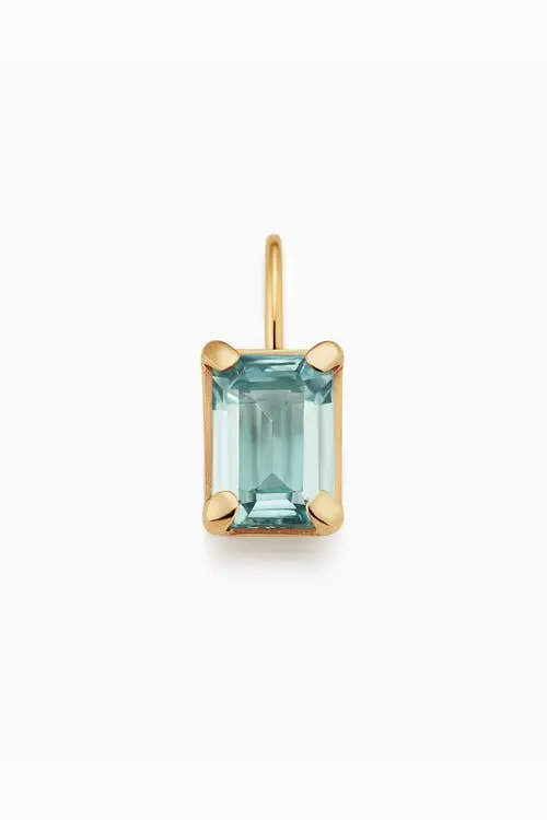 ORADINA 14k Gold Birthstone Pendant Charm - Sky Blue Topaz - March