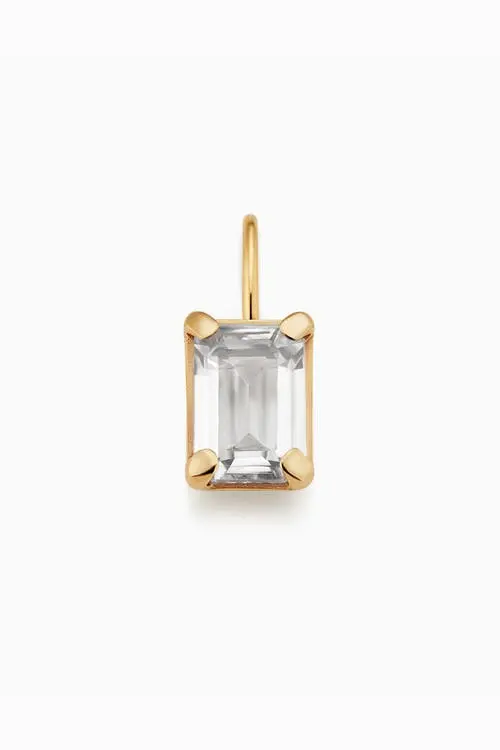 ORADINA 14k Gold Birthstone Pendant Charm - White Topaz - April