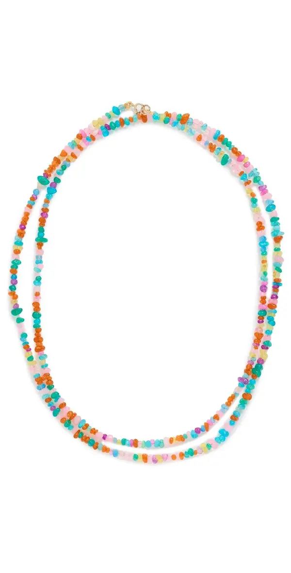 Jia Jia 14k Mini Pebble Opal Long Necklace - Rainbow