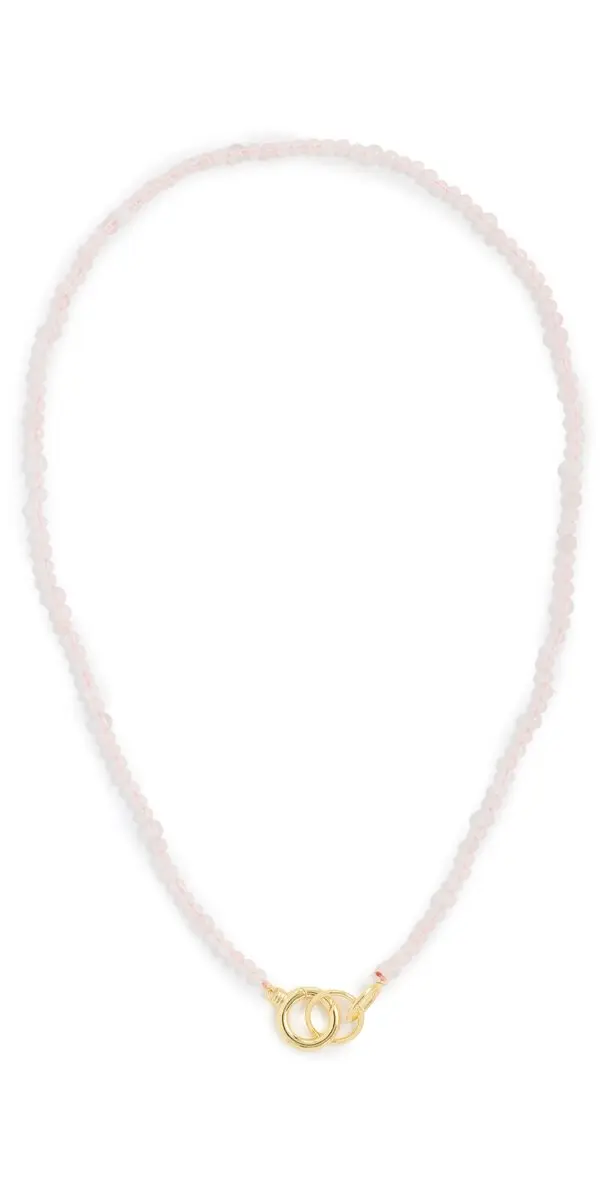 Gorjana Power Gemstone Beaded Necklace - Gold/rose Quartz