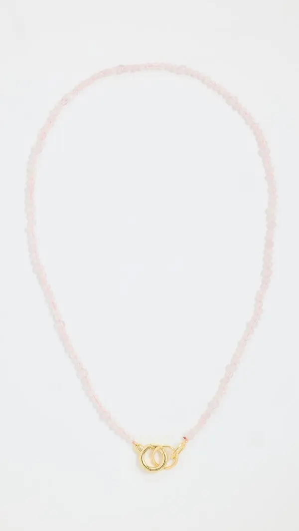 Gorjana Power Gemstone Beaded Necklace - Gold/rose Quartz