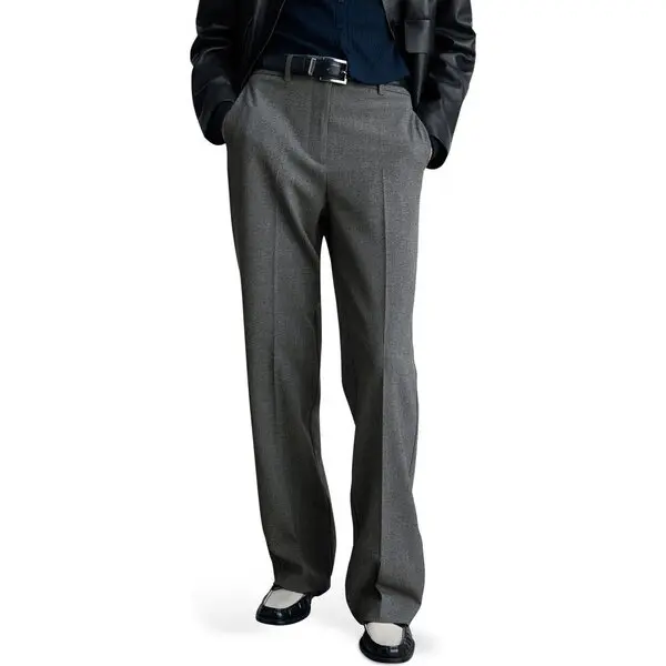 Mango Carlos Straight Leg Trousers - Grey