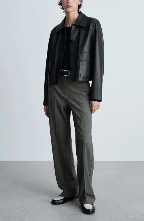 Mango Carlos Straight Leg Trousers - Grey
