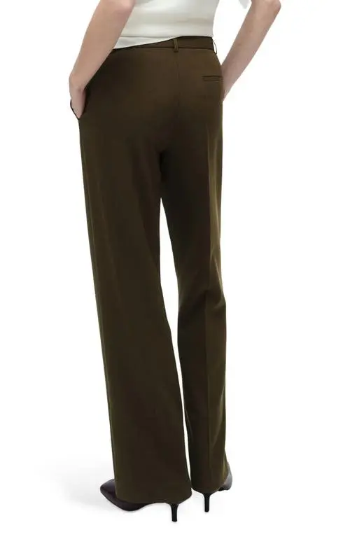 Mango Carlos Straight Leg Trousers - Khaki Green