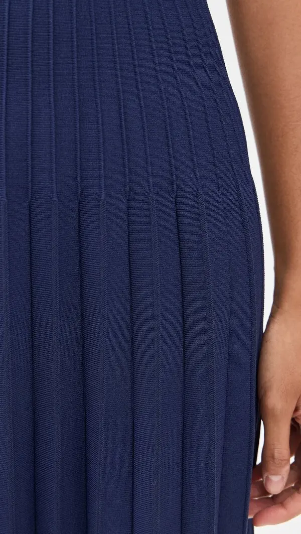 Staud Elyse Pleated Knit Midi Dress - Navy
