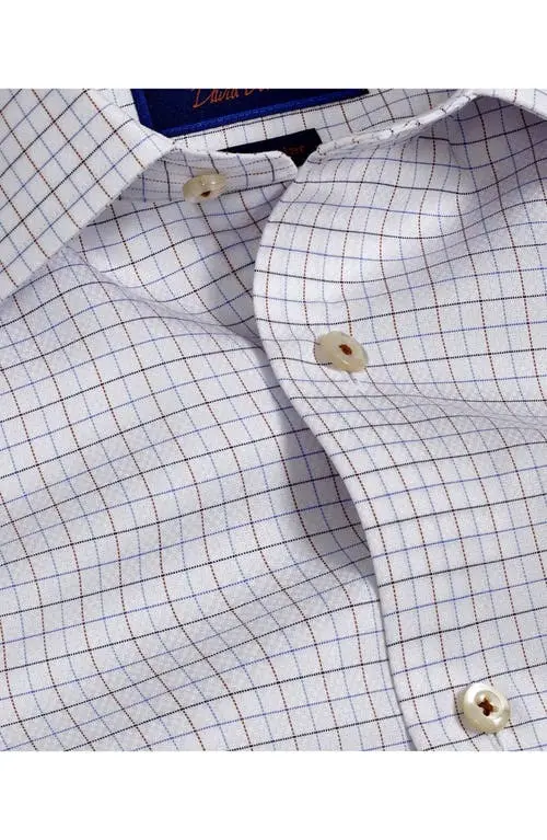 David Donahue Regular Fit Dobby Tattersall Check Dress Shirt