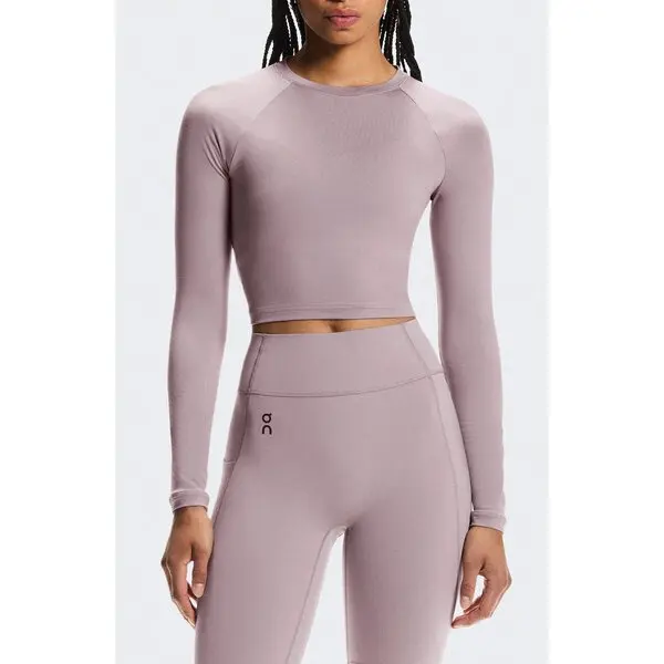 On Studio Long Sleeve Cropped Top - Heron