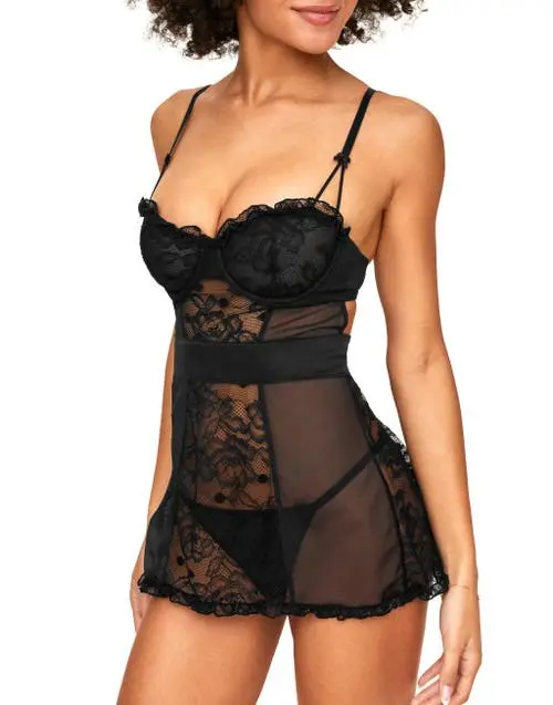 ADORE ME Etty Babydoll & G-string Set Lingerie - Black